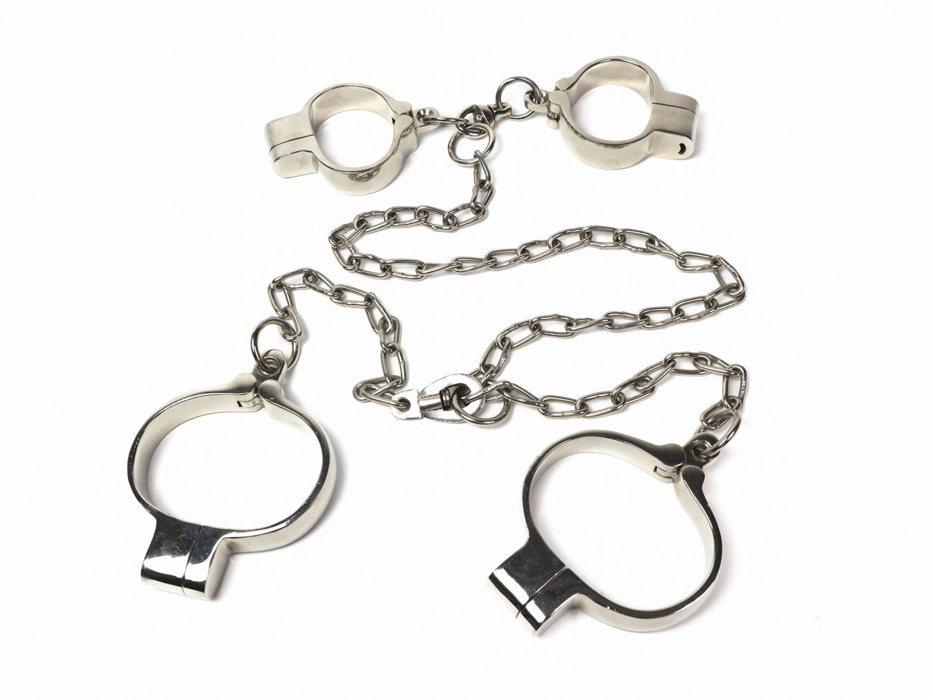 Heavy hand and leg irons with connecting chain – selfbondage-shop
