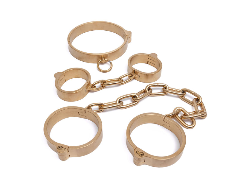 Stainless steel push-in lock cuffs and collar – selfbondage-shop