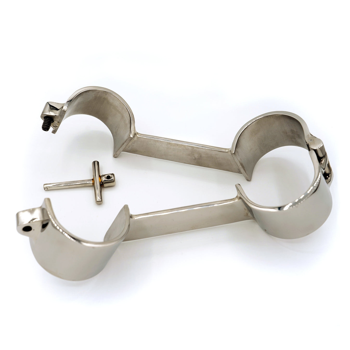 Heavy rigid stainless steel restraints, angled – selfbondage-shop