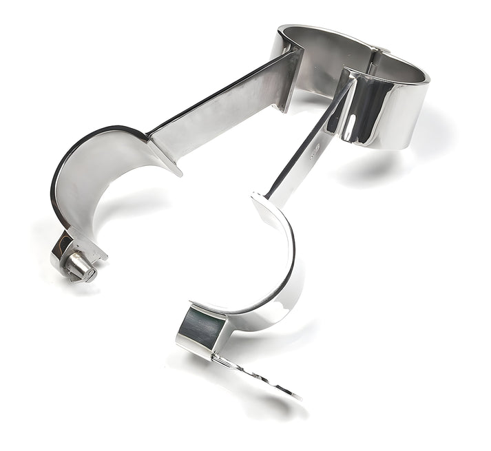 Heavy rigid stainless steel restraints, angled – selfbondage-shop