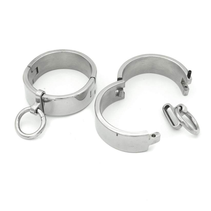 Massive Stainless Steel cuffs locking bracelets – selfbondage-shop